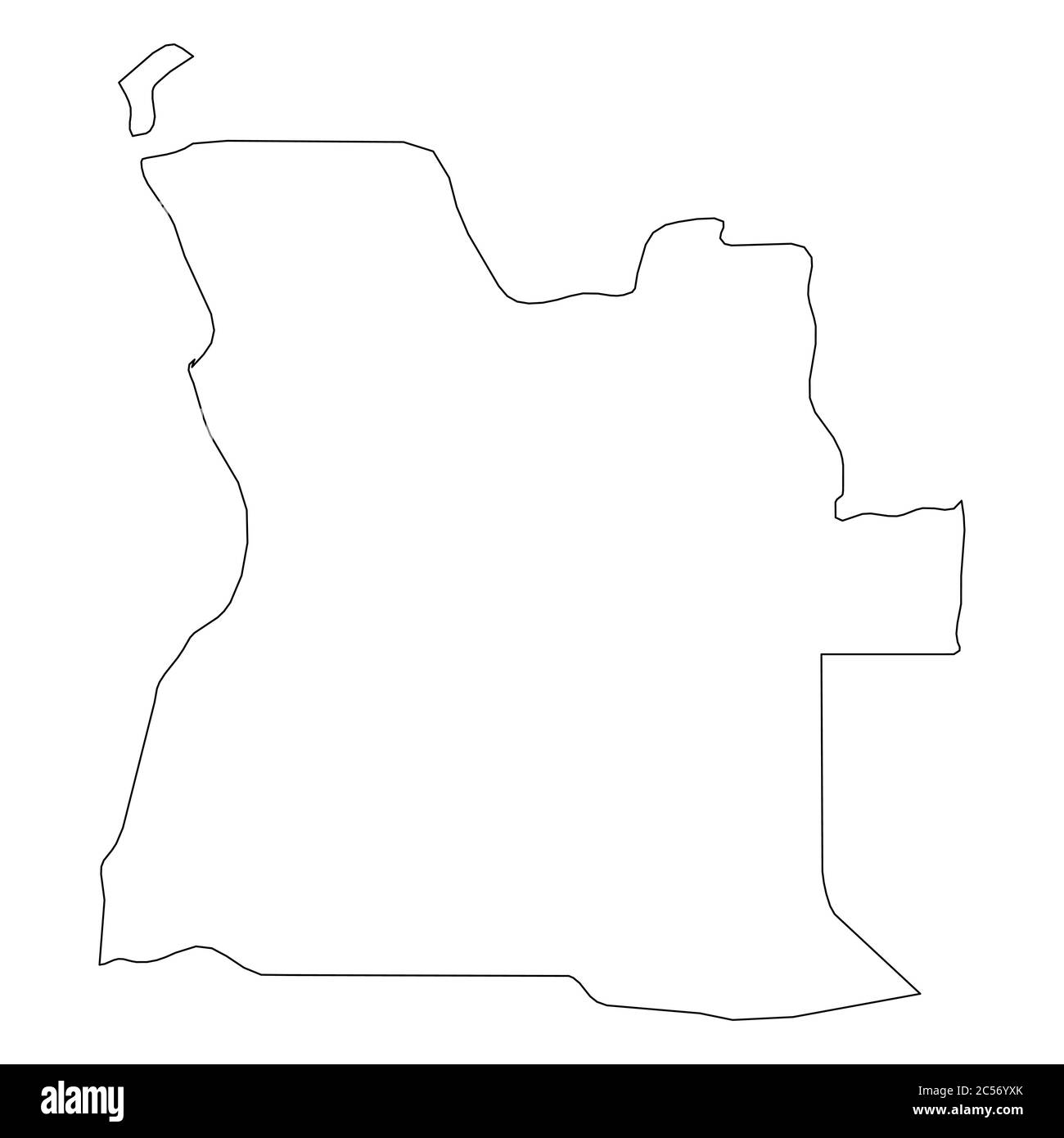 Angola - solid black outline border map of country area. Simple flat ...
