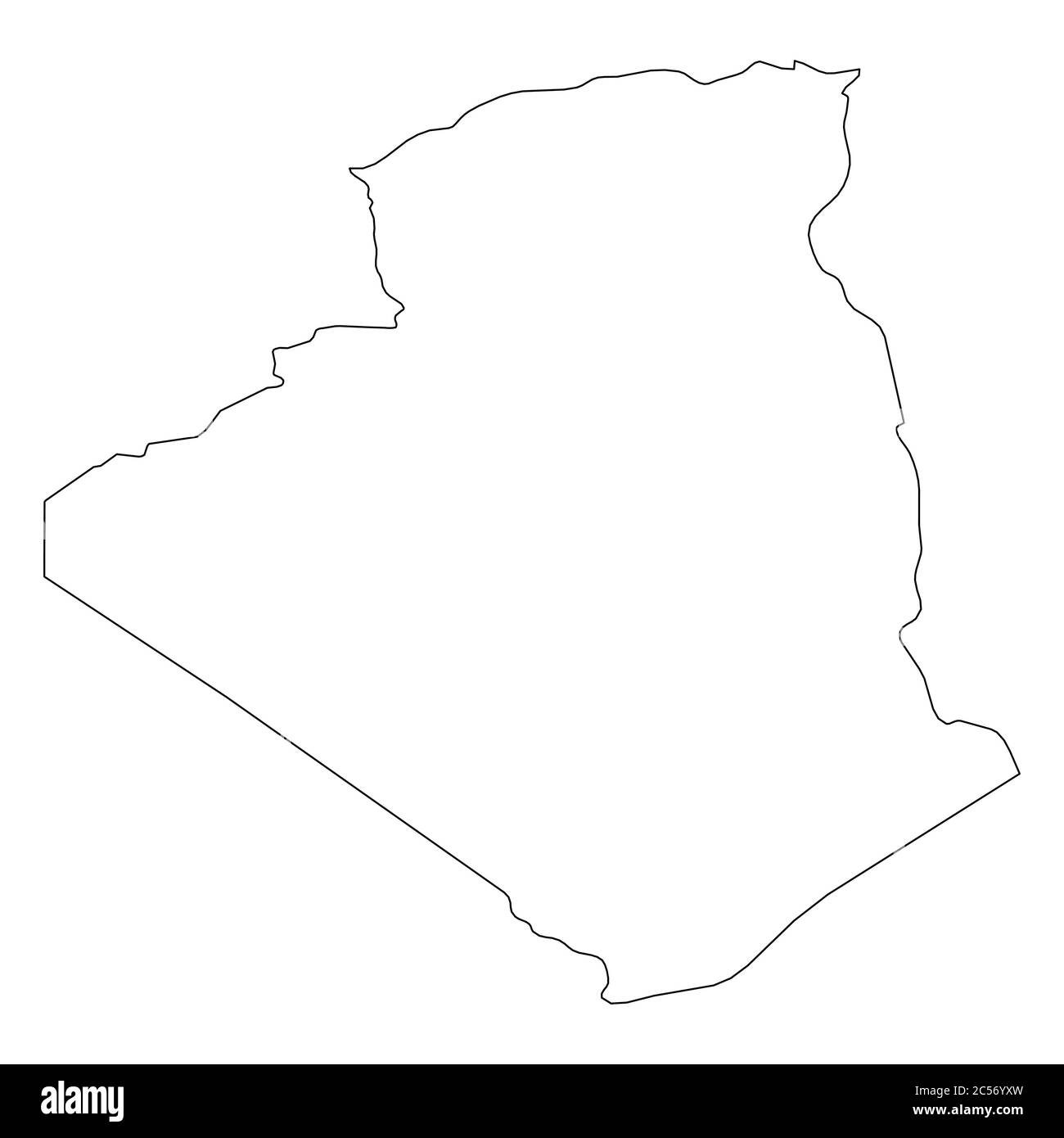 Algeria - solid black outline border map of country area. Simple flat ... Algeria - solid black outline border map of country area. Simple flat ...