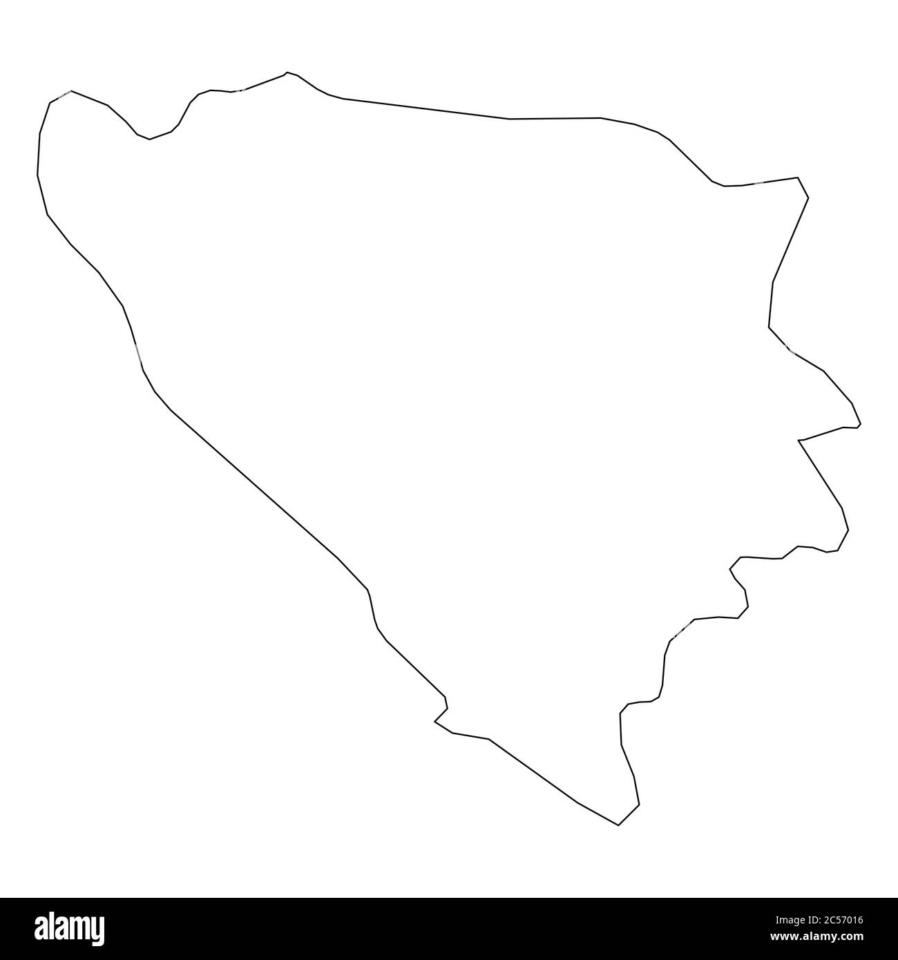 Bosnia and Herzegovina - solid black outline border map of country area ...