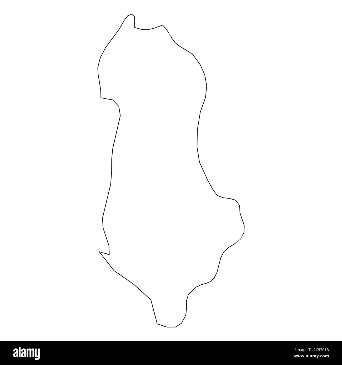 Albania - solid black outline border map of country area. Simple flat ...