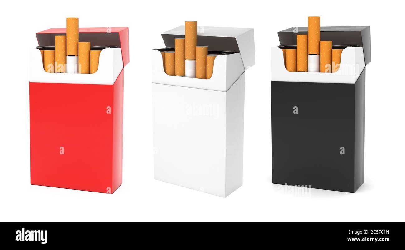 Open packs of cigarettes. Colored set Stock Photo - Alamy