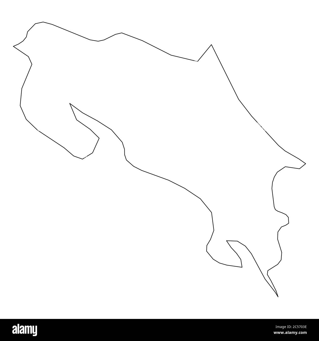 Costa Rica - solid black outline border map of country area. Simple ...