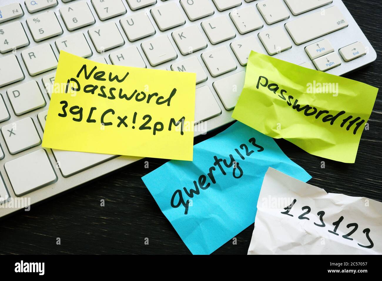 New strong password and weak ones near keyboard Stock Photo - Alamy