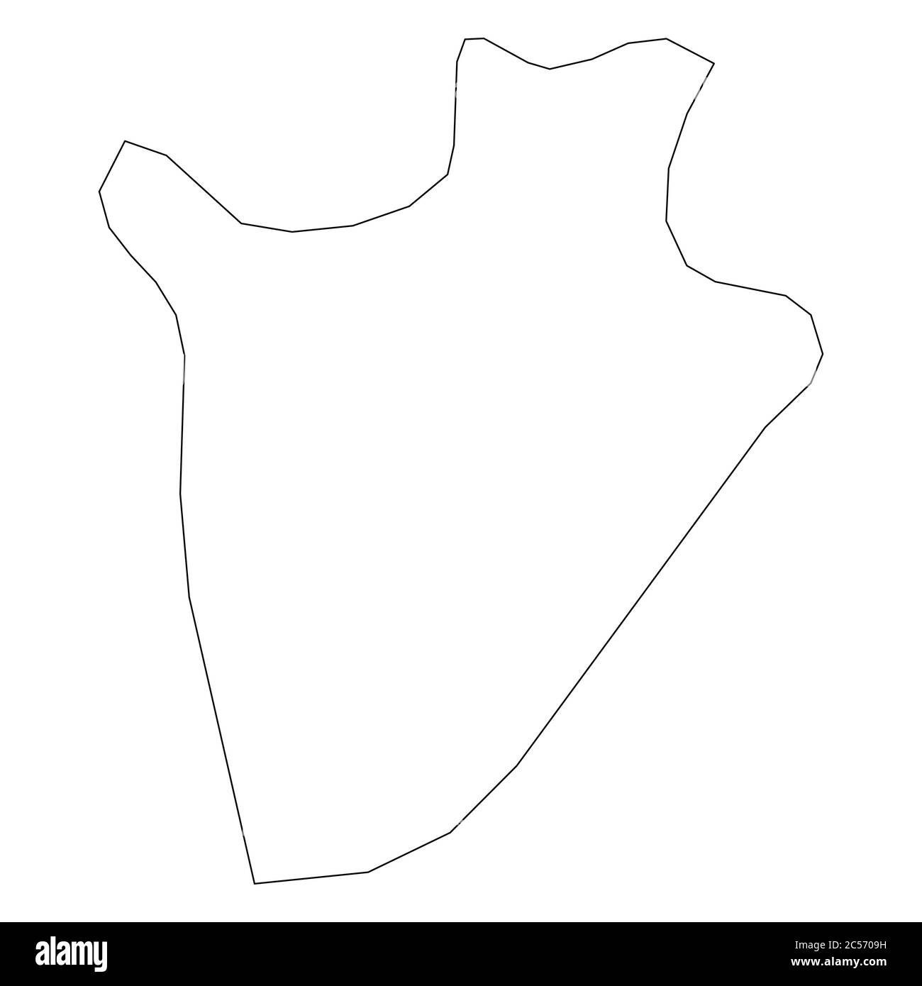 Burundi Solid Black Outline Border Map Of Country Area Simple Flat