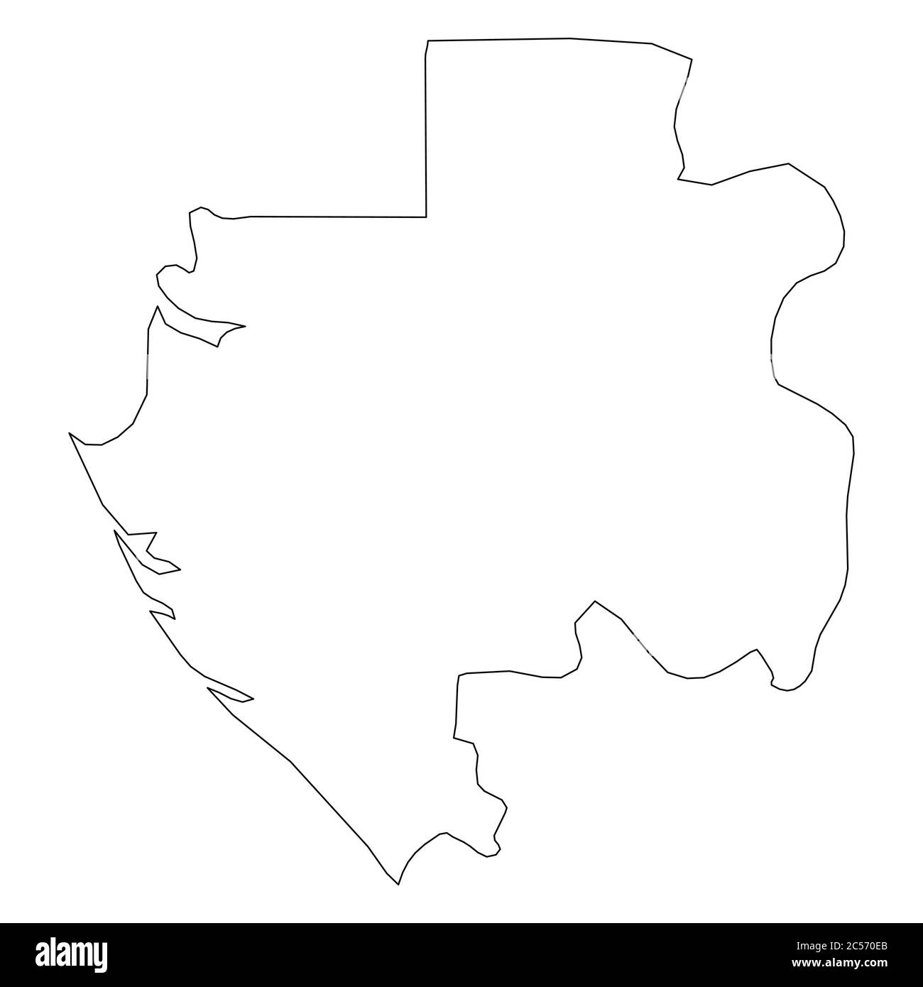 Gabon Solid Black Outline Border Map Of Country Area Simple Flat