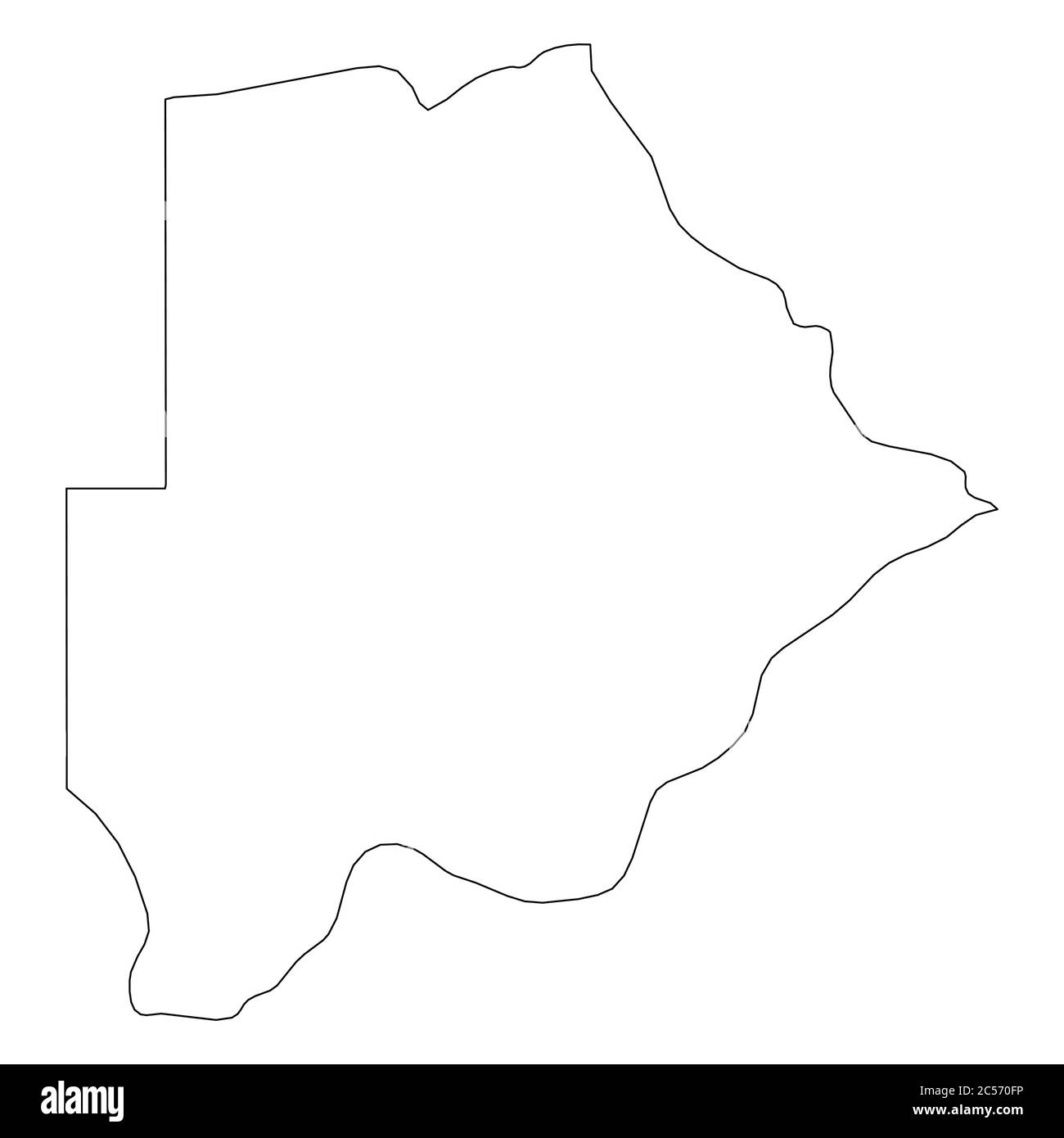 Botswana - solid black outline border map of country area. Simple flat ...