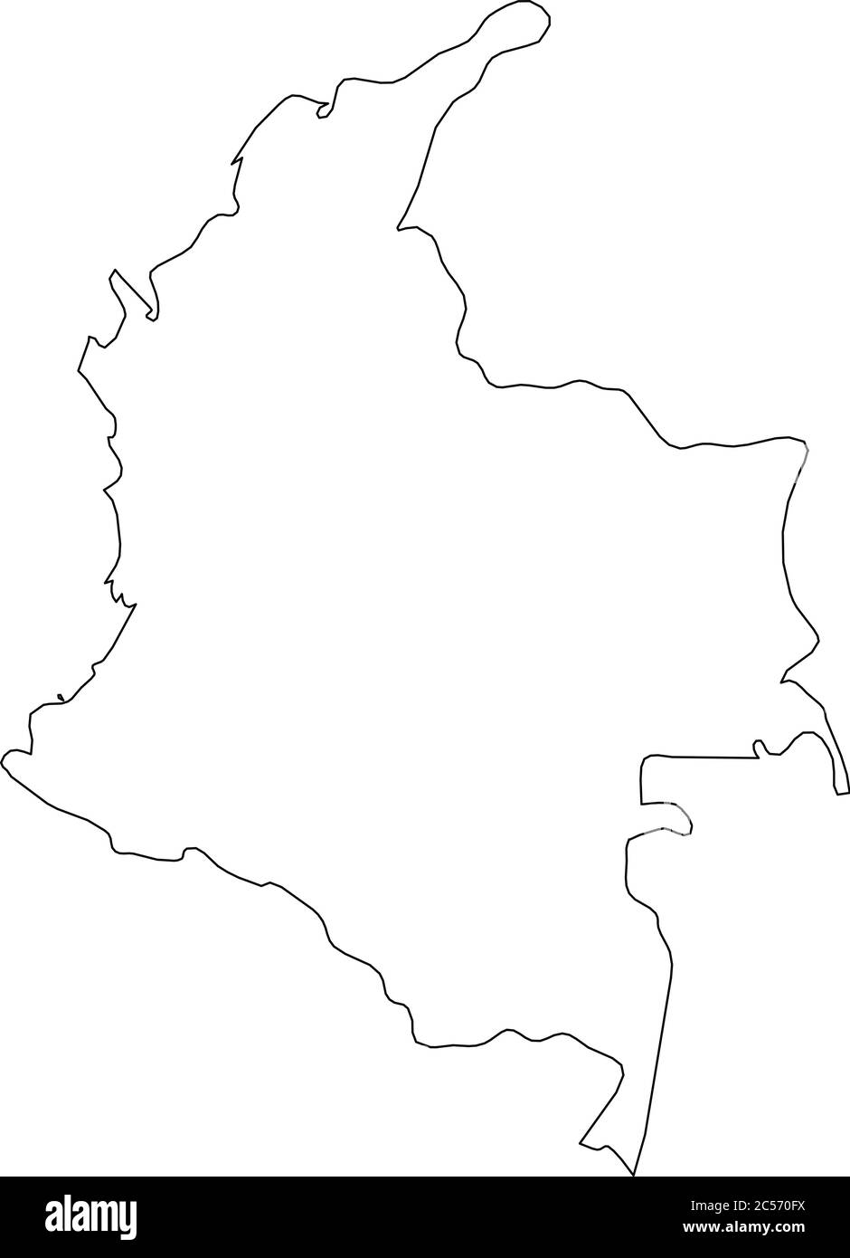 Colombia - solid black outline border map of country area. Simple flat ...