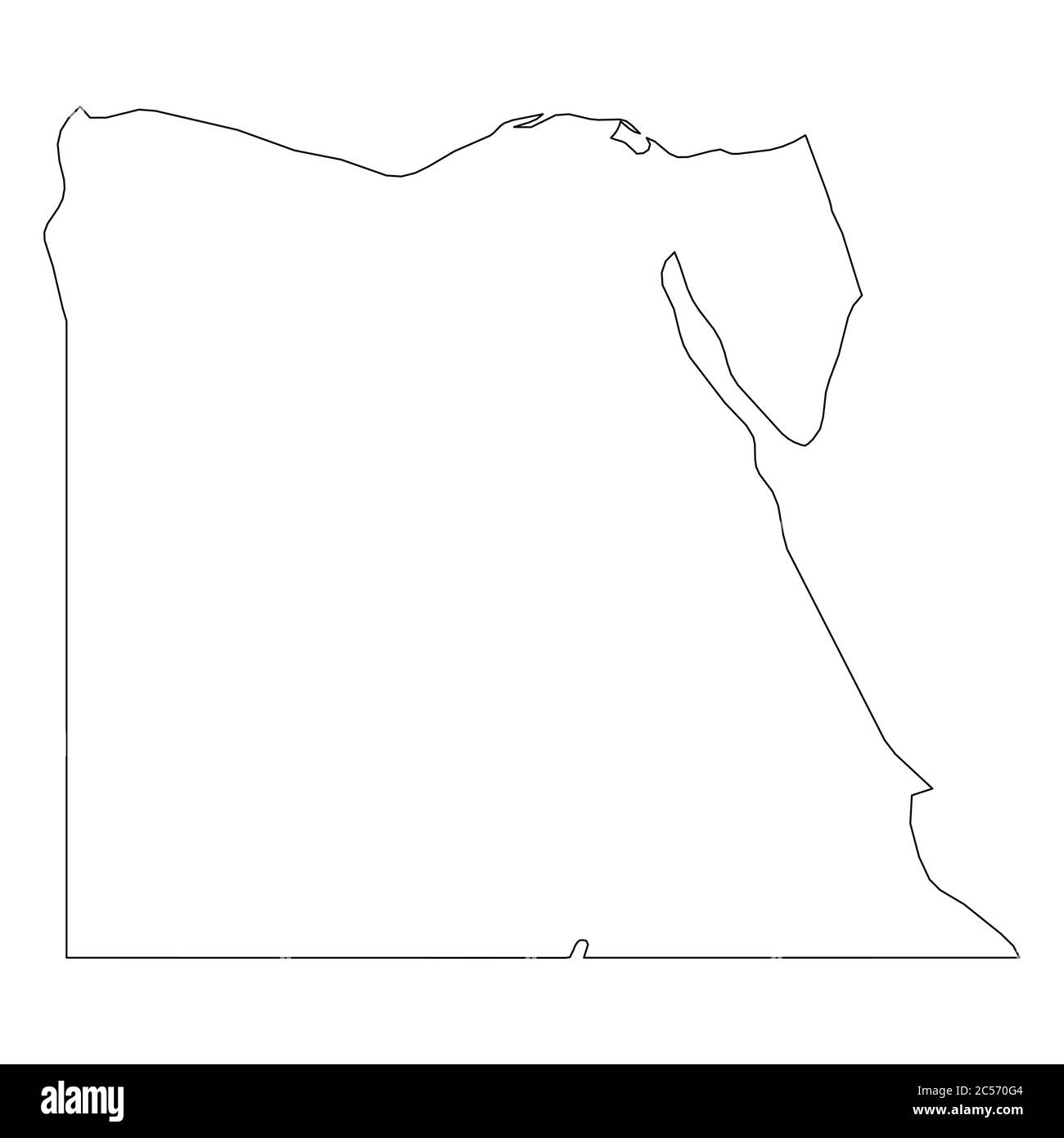 Egypt - solid black outline border map of country area. Simple flat ...