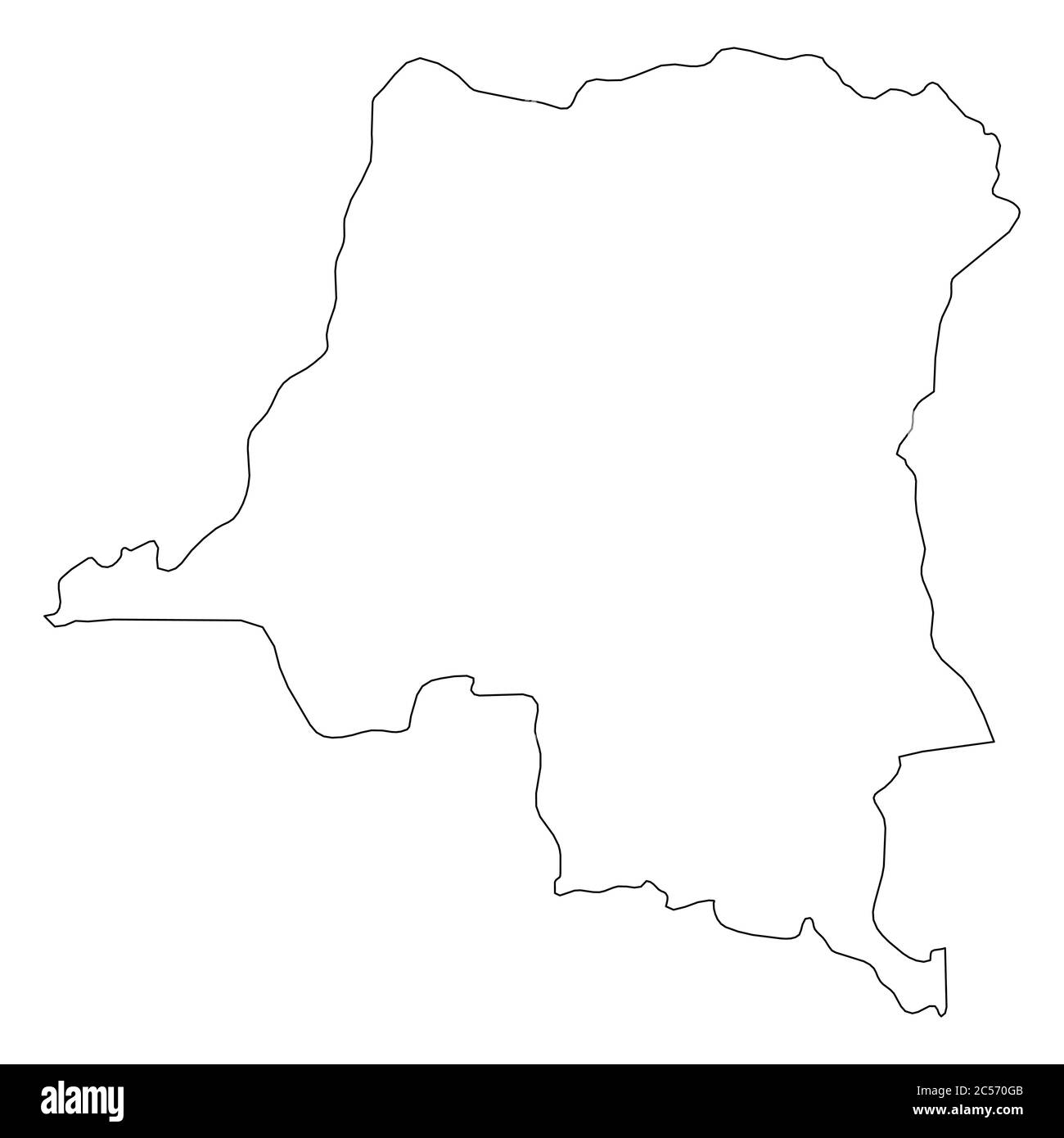 Democratic Republic of the Congo - solid black outline border map of ...