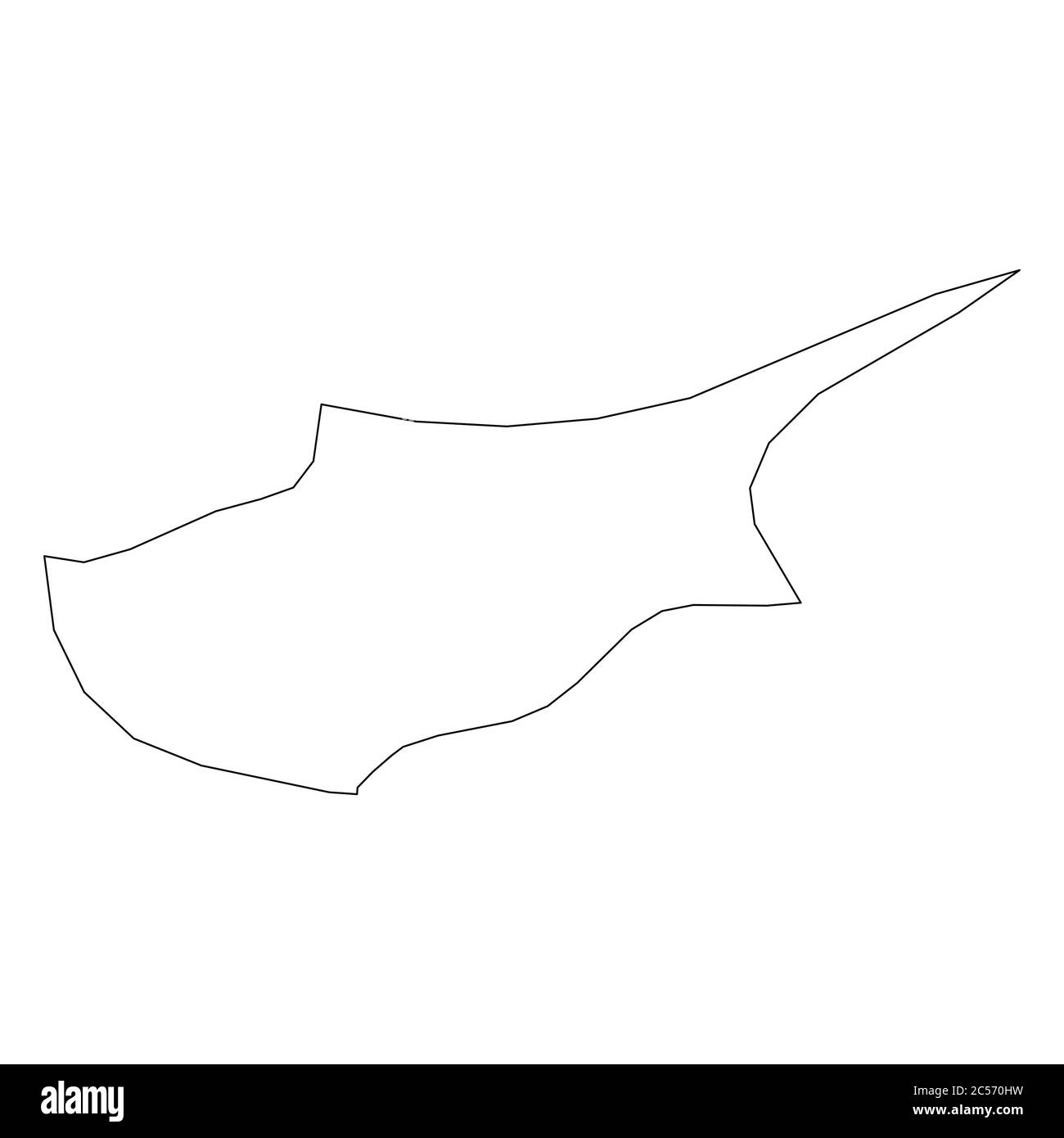 Cyprus - solid black outline border map of country area. Simple flat ...