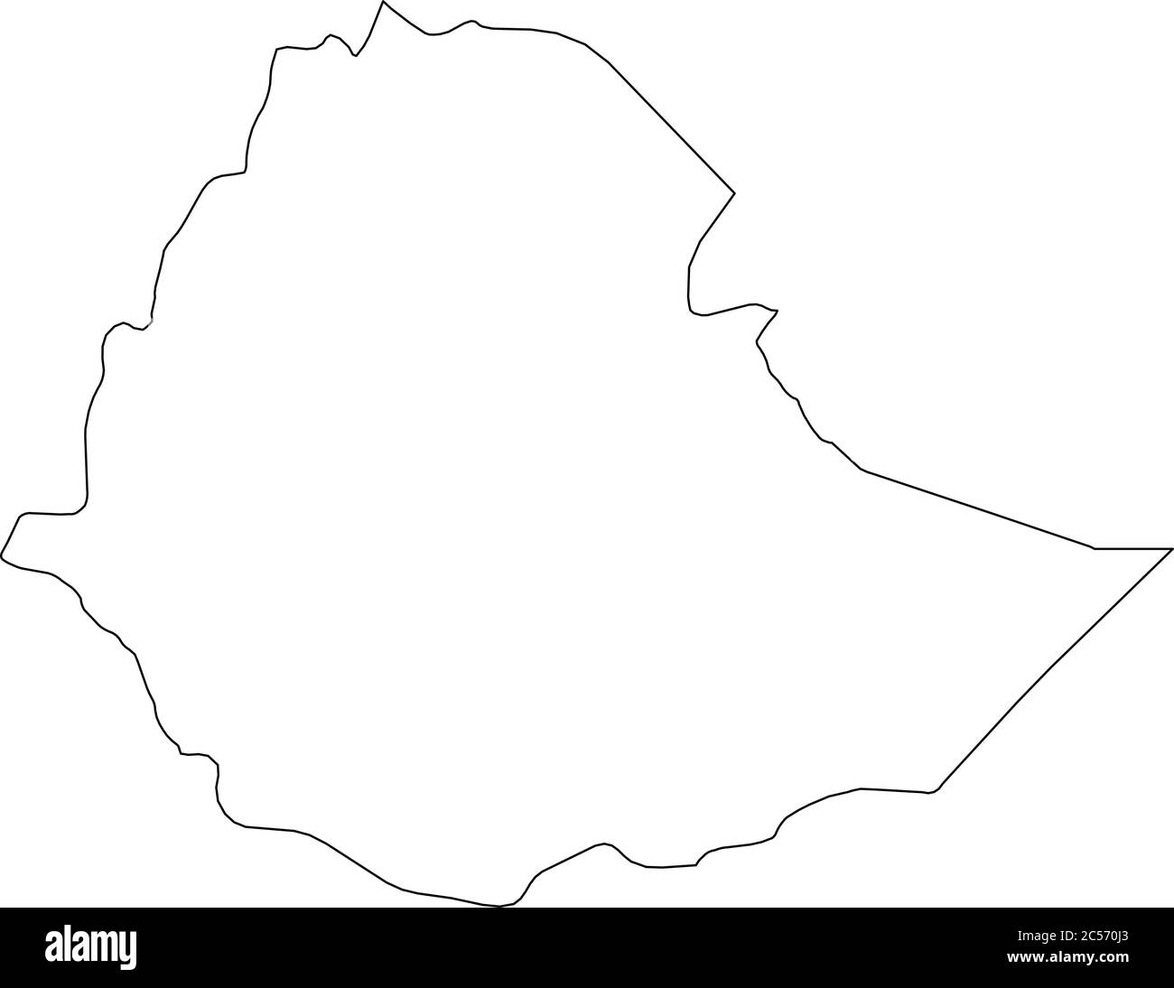 Ethiopia - solid black outline border map of country area. Simple flat ...
