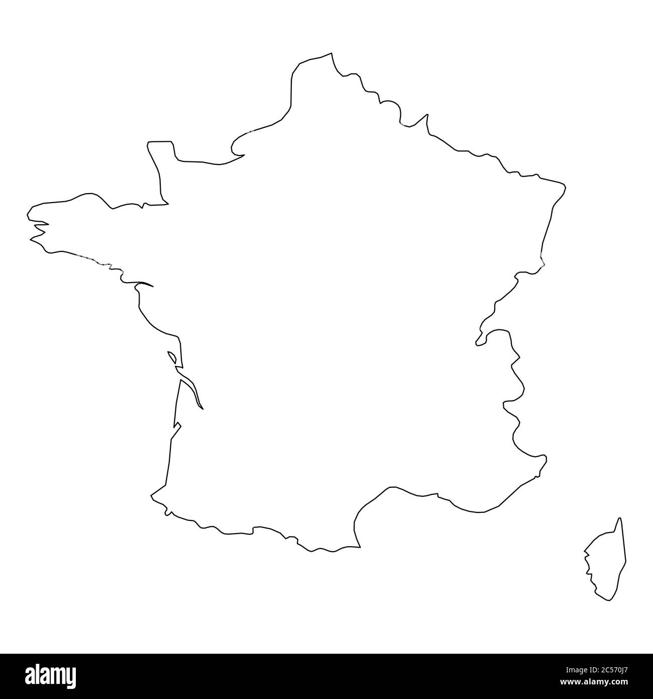 France - solid black outline border map of country area. Simple flat ...