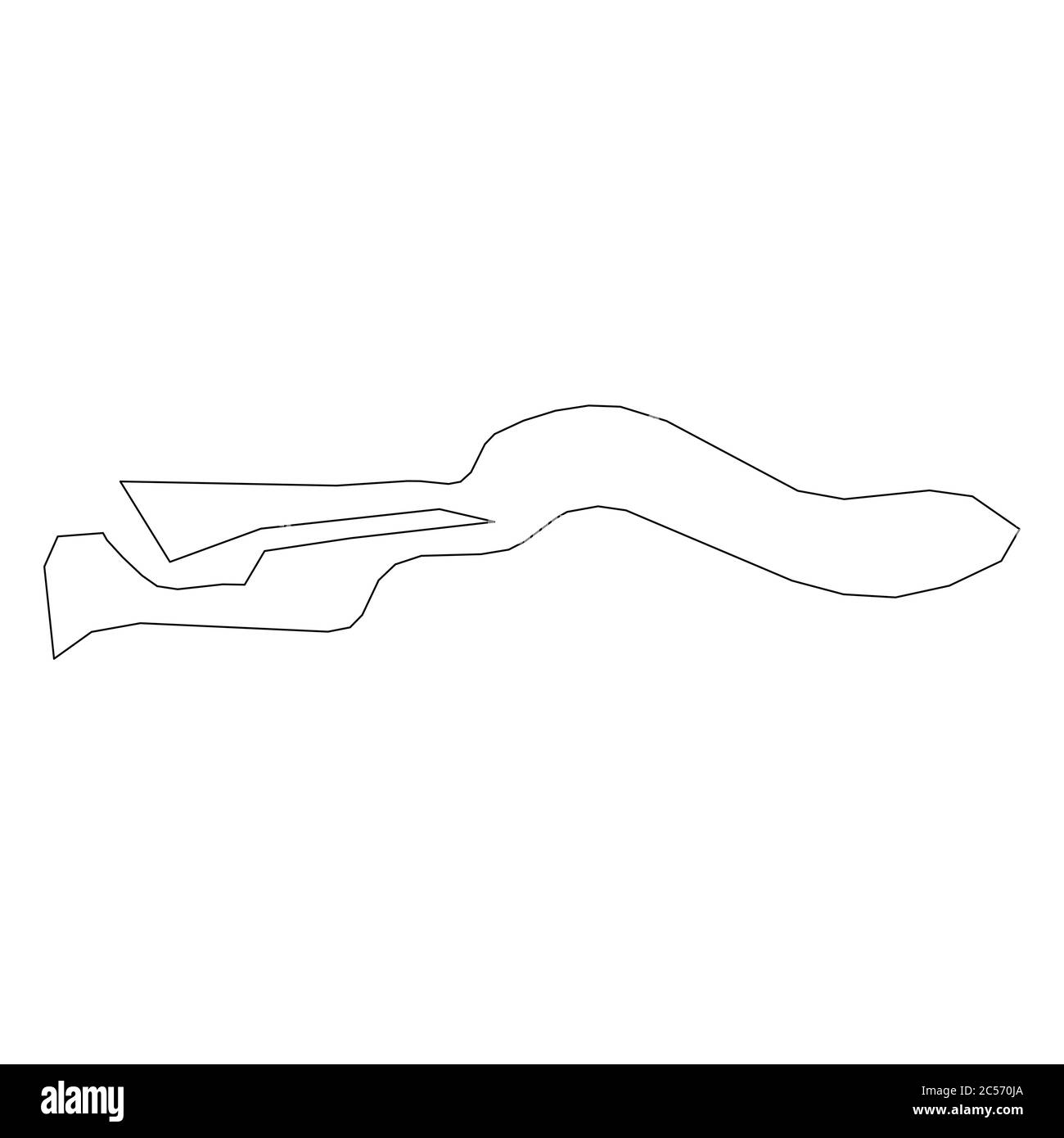 Gambia - solid black outline border map of country area. Simple flat ...