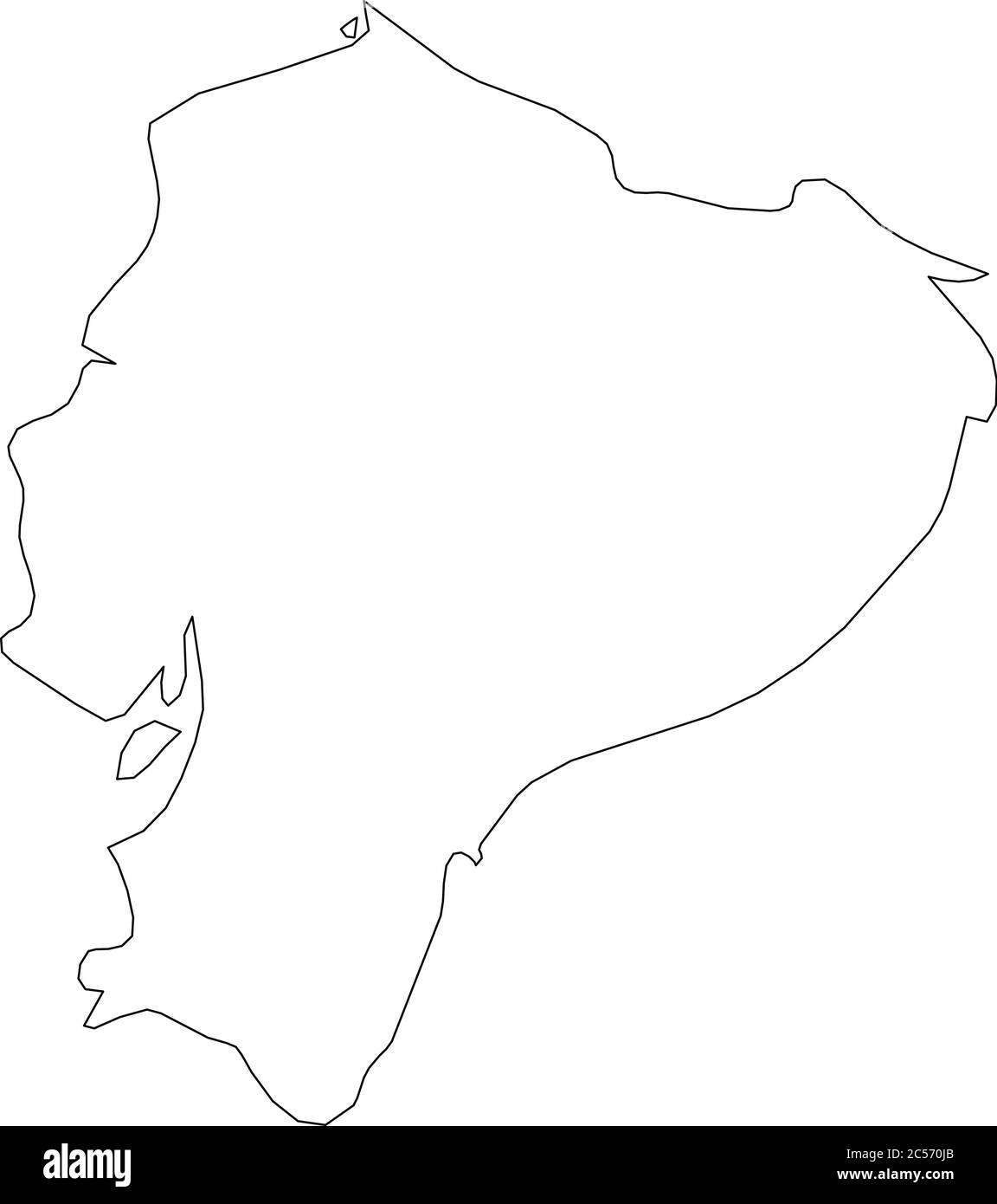 Ecuador - solid black outline border map of country area. Simple flat ...