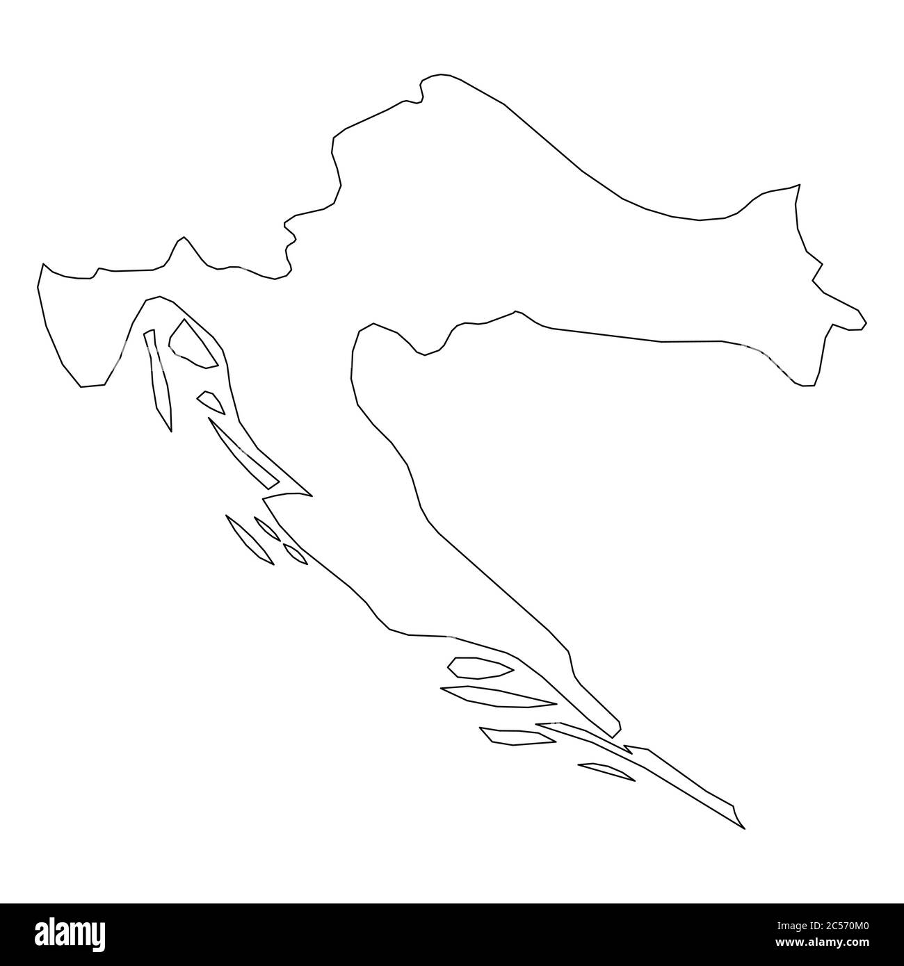 Croatia - solid black outline border map of country area. Simple flat ...