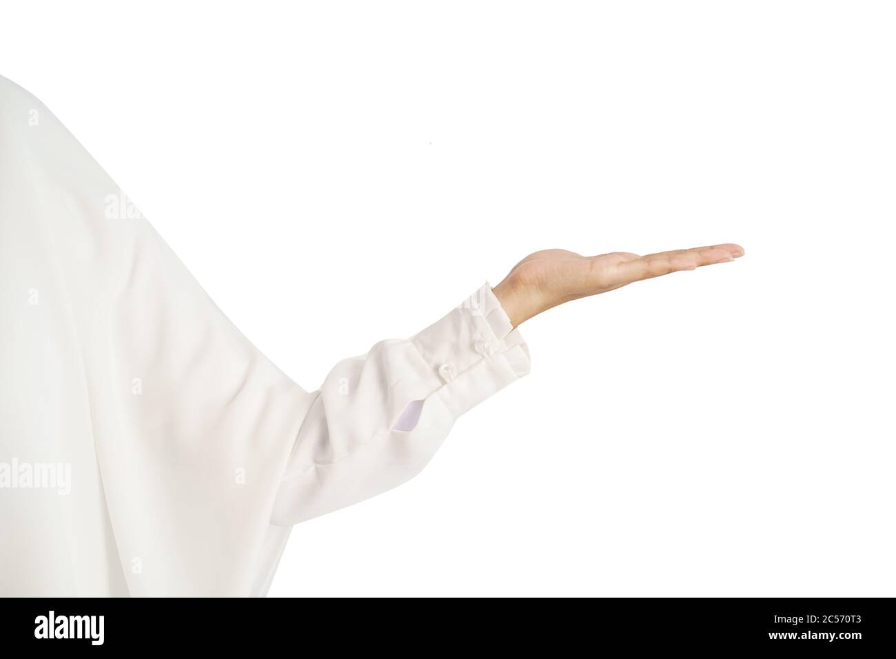 muslim hand cropped presenting copyspace Stock Photo - Alamy