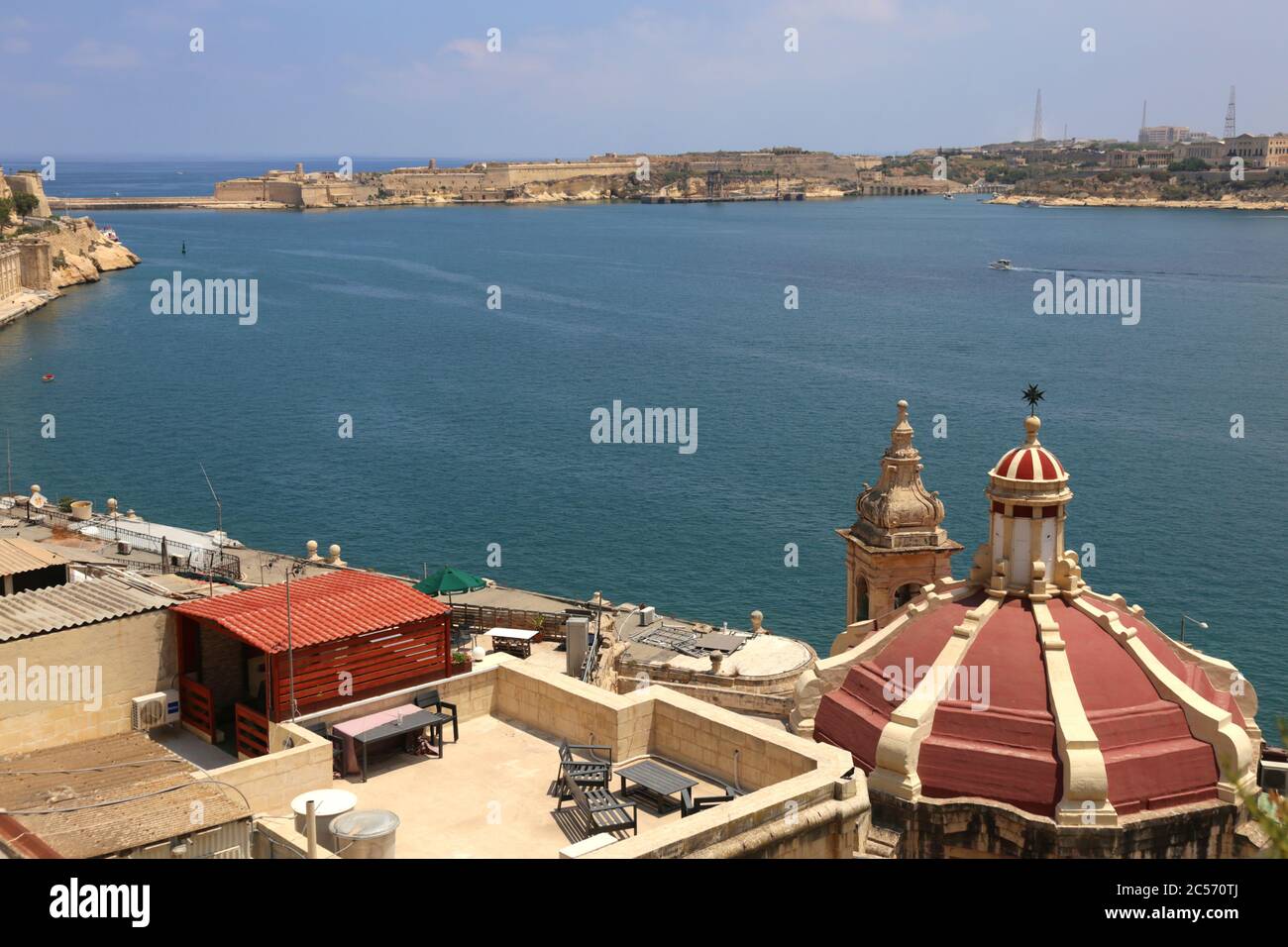 Valletta. Malta. Old Town. Waterfront of Grand Harbour with historical ...