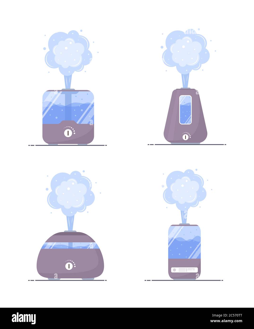 Humidifier air icon. Set of ultrasonic purifiers microclimate for home ...
