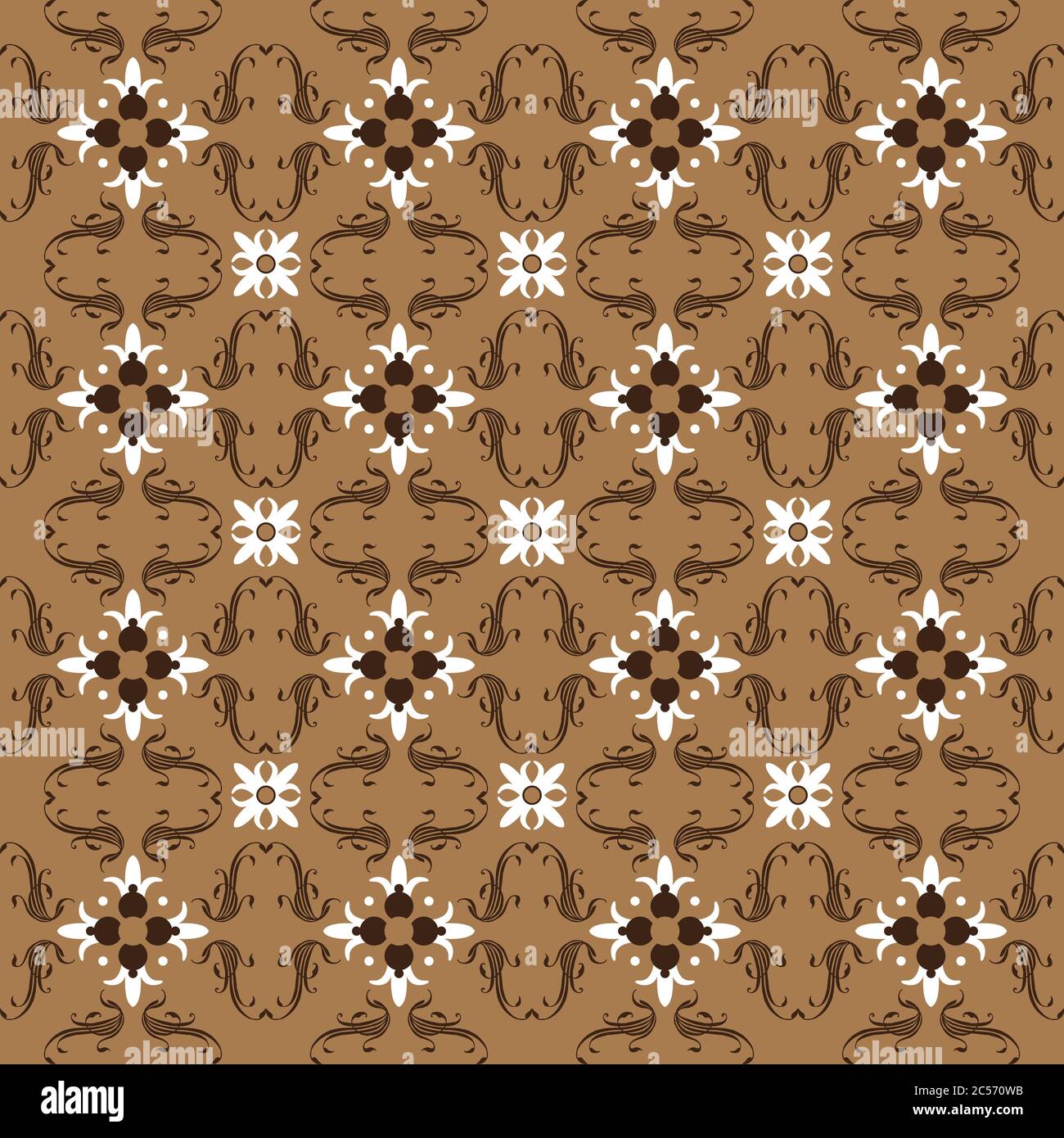 Elegance flower motifs on Javanese batik design with mocca color Stock ...