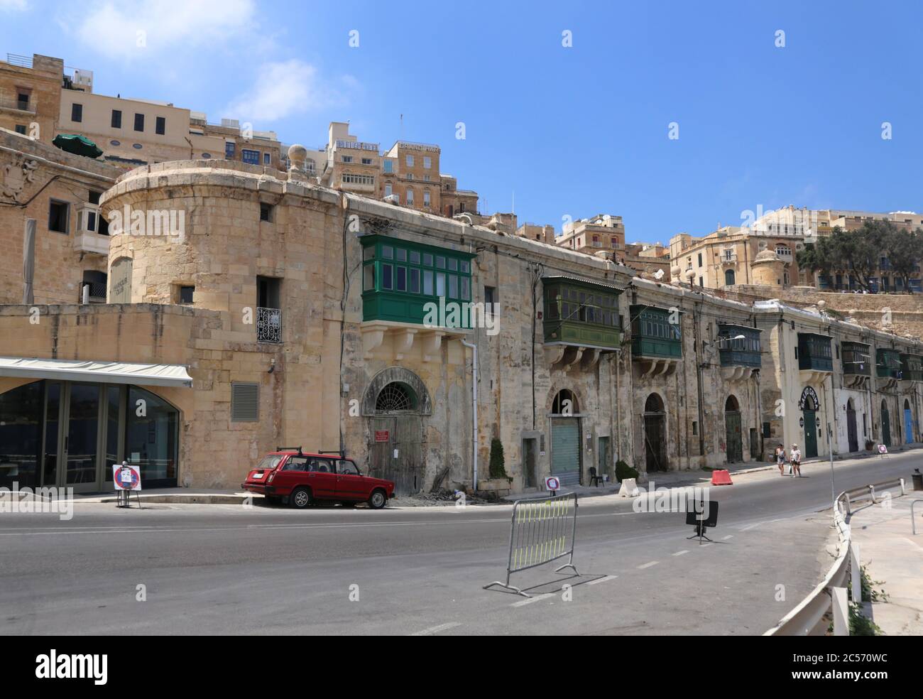 Valletta. Malta. Old Town. Grand Harbour waterfront. Old warehouses ...
