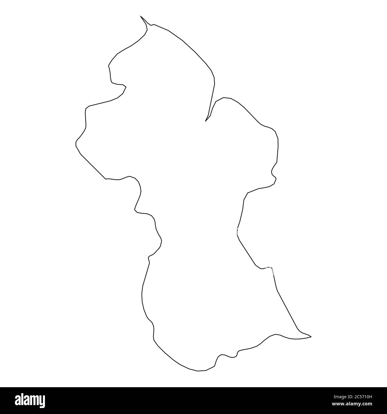 Guyana - solid black outline border map of country area. Simple flat ...