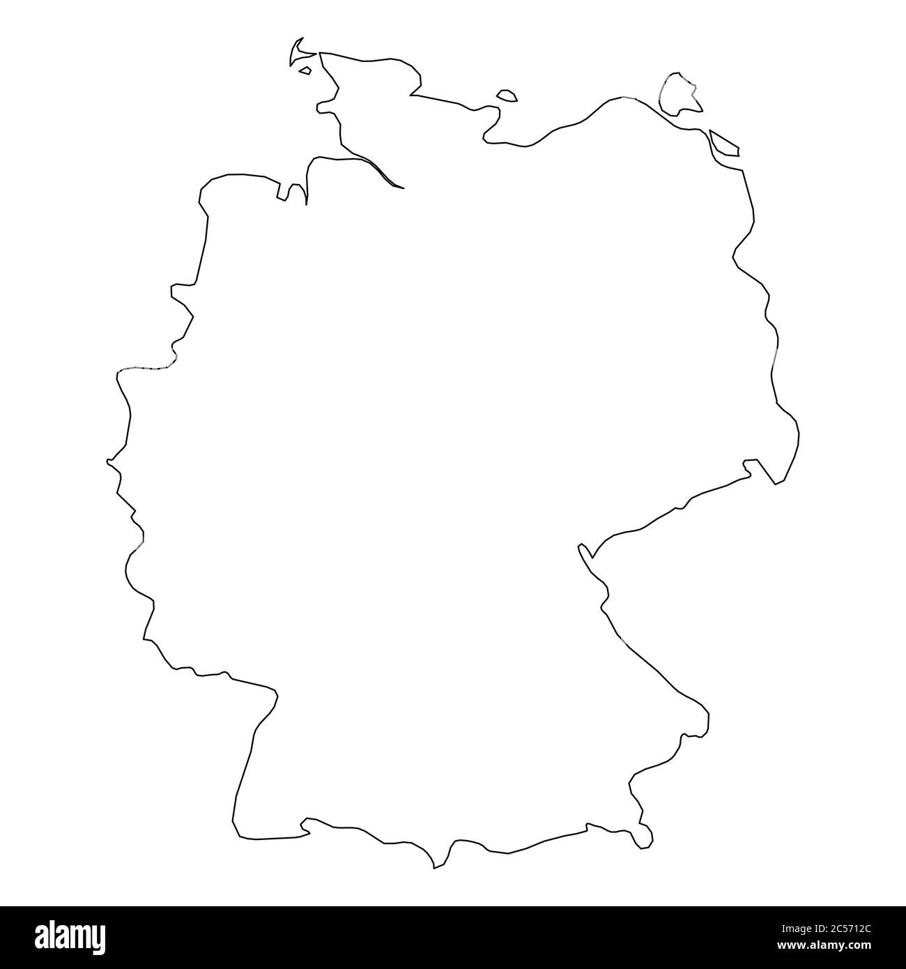 Germany - solid black outline border map of country area. Simple flat ...