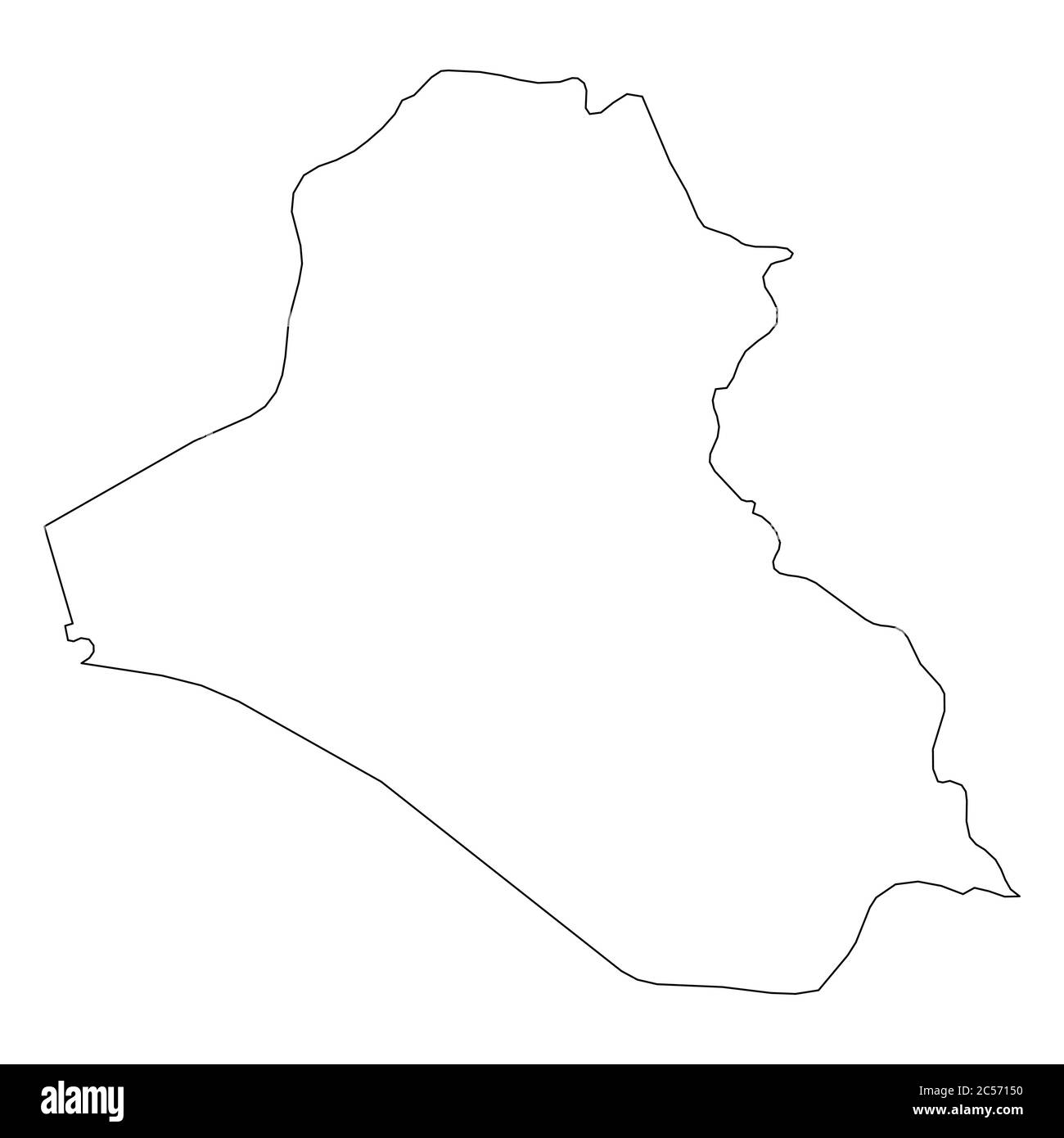 Iraq - solid black outline border map of country area. Simple flat ...