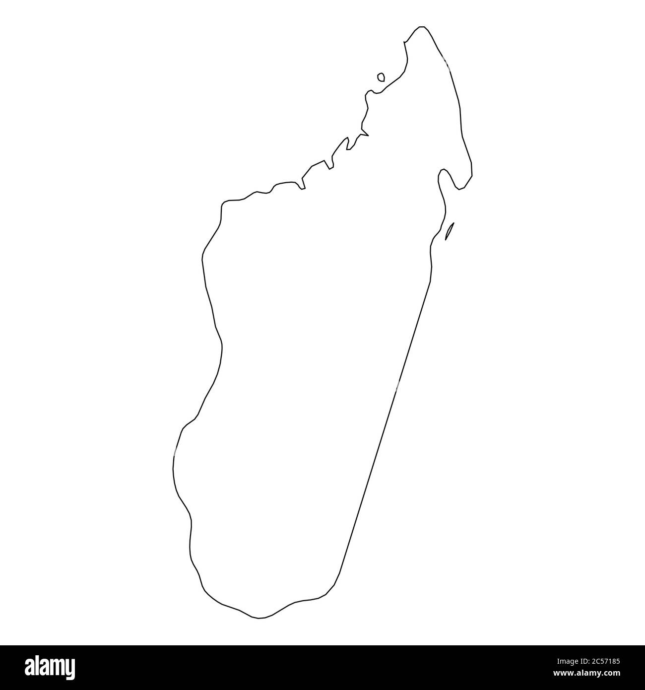 Madagascar - solid black outline border map of country area. Simple ...