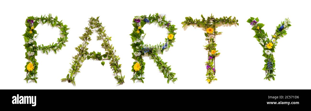 Flower And Blossom Letter Building Word Party Stock Photo - Alamy