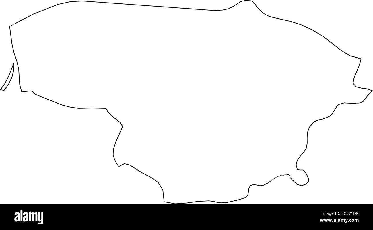 Lithuania - solid black outline border map of country area. Simple flat ...