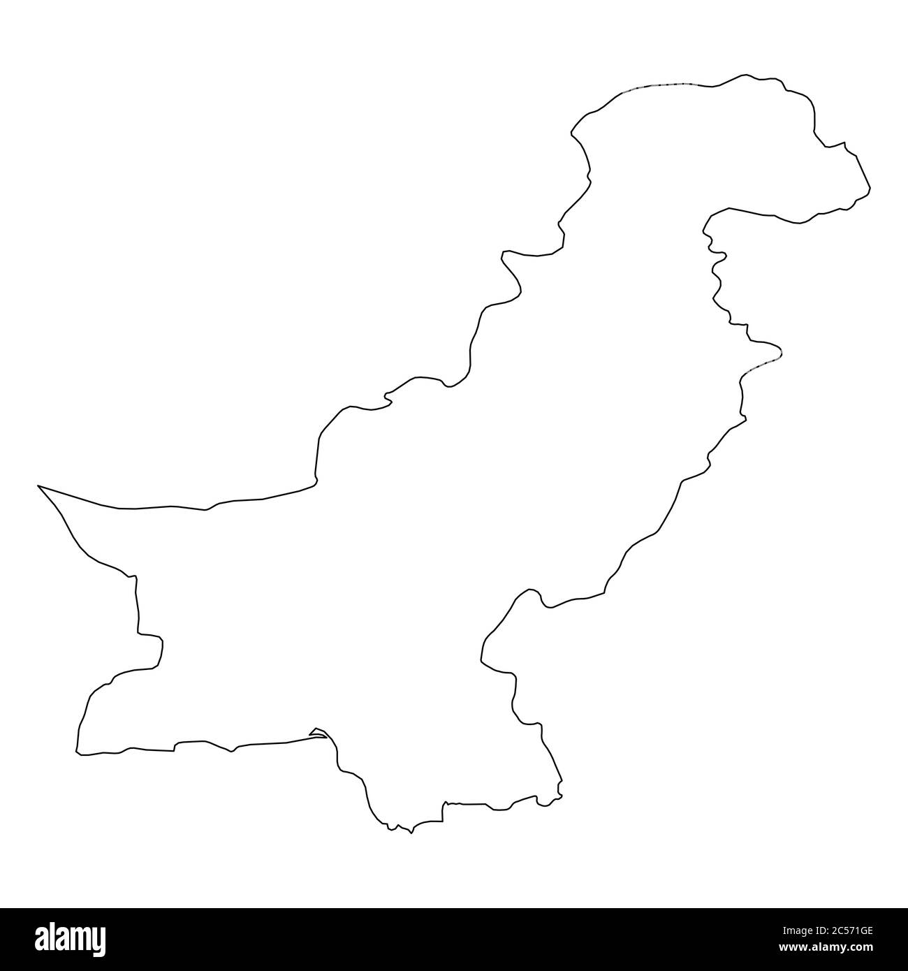 Pakistan - solid black outline border map of country area. Simple flat vector illustration Stock ...