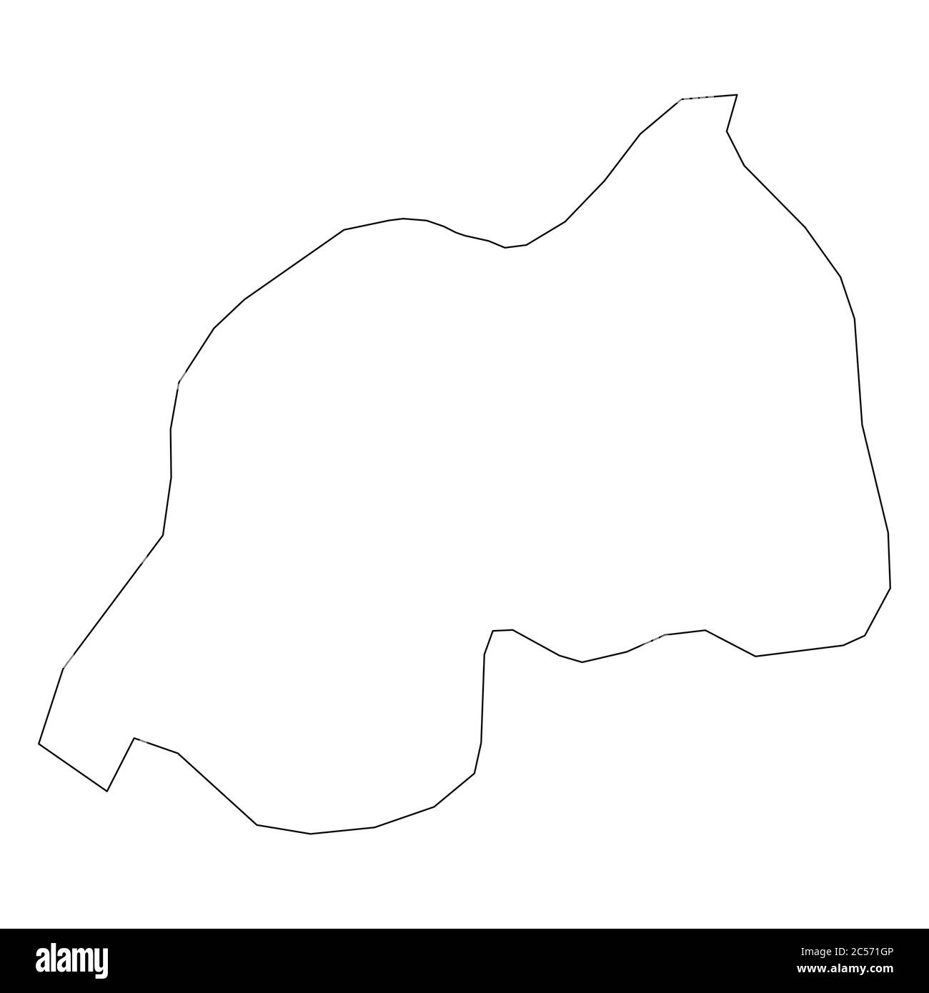 Rwanda - solid black outline border map of country area. Simple flat ...
