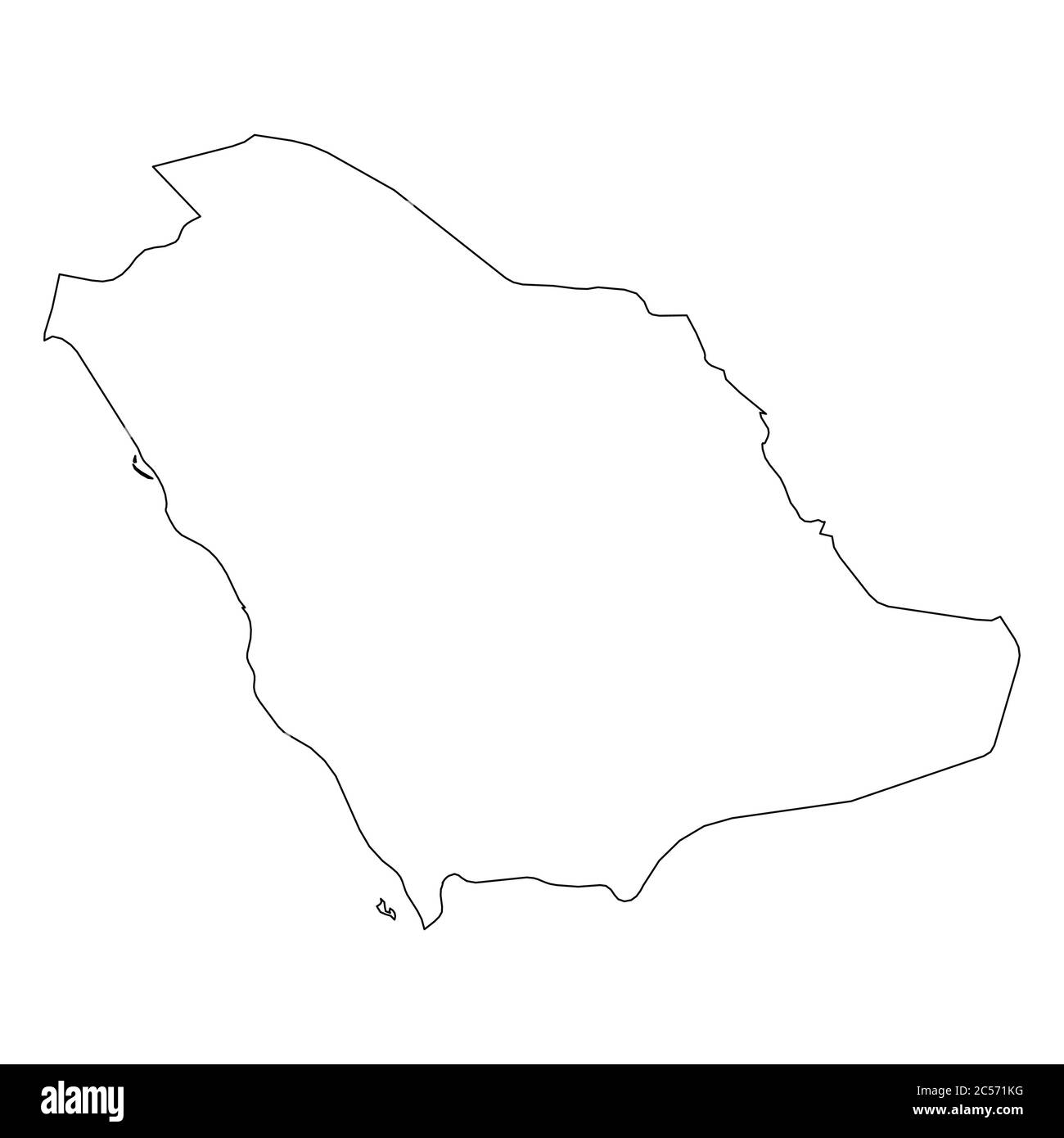 Saudi Arabia - solid black outline border map of country area. Simple ...