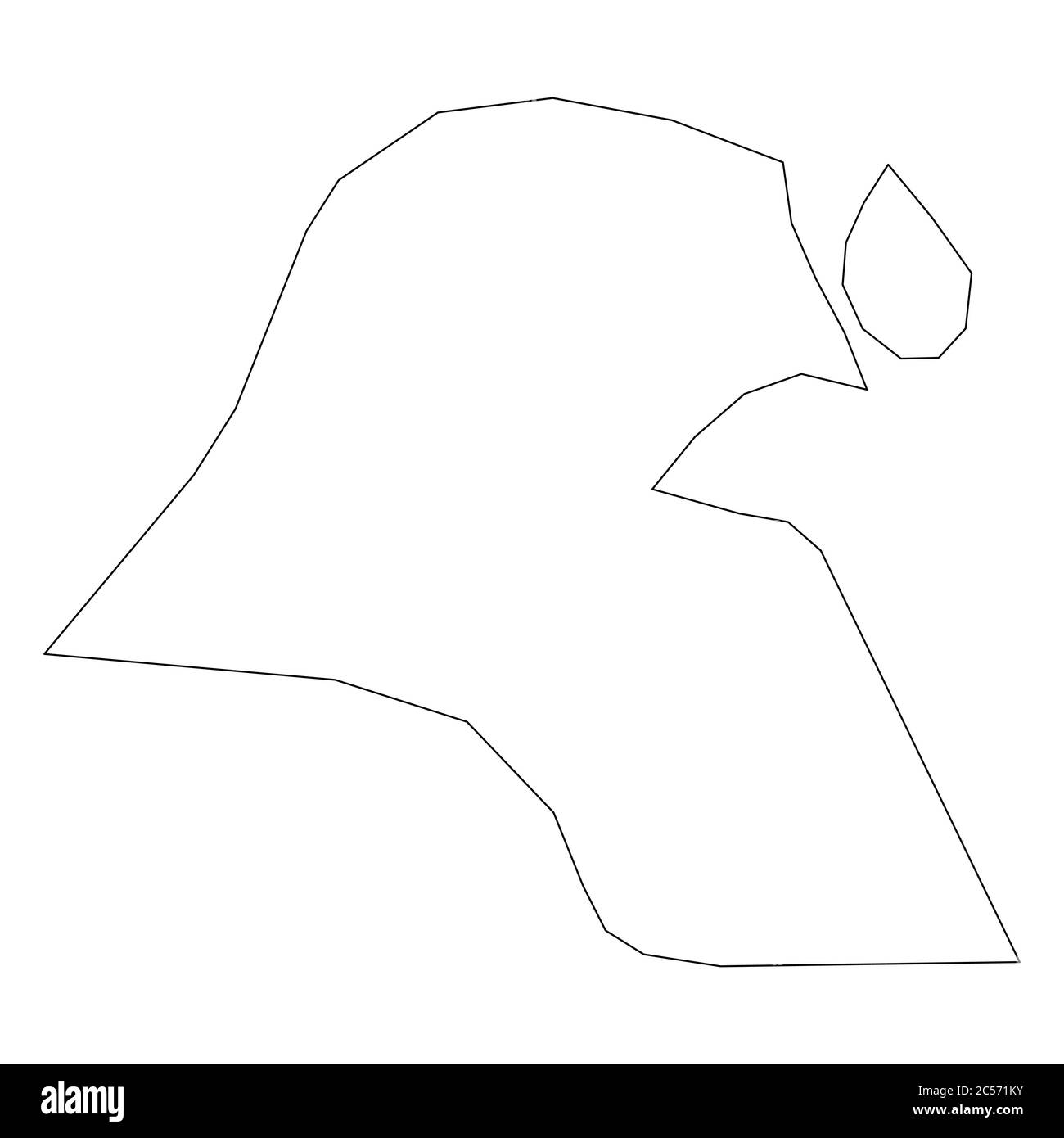 Kuwait - solid black outline border map of country area. Simple flat ...