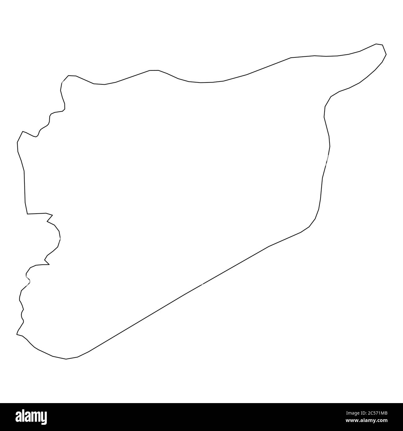 Syria - solid black outline border map of country area. Simple flat ...
