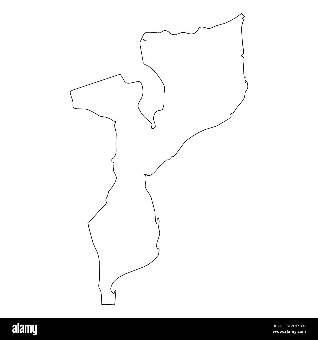 Mozambique - solid black outline border map of country area. Simple ...