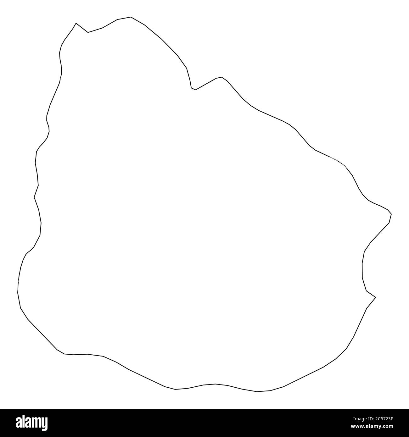 Uruguay - solid black outline border map of country area. Simple flat ...