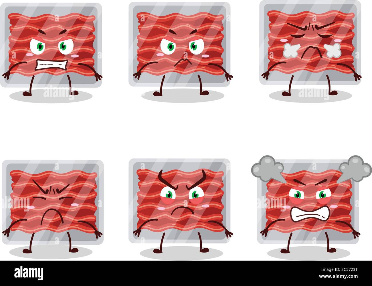 Ground meat cartoon character with various angry expressions Stock ...