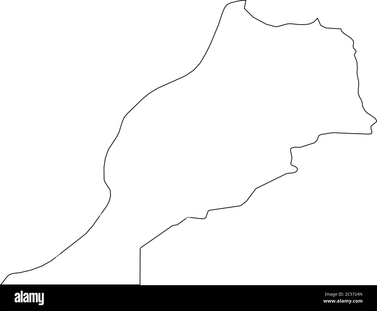 Morocco - solid black outline border map of country area. Simple flat ...