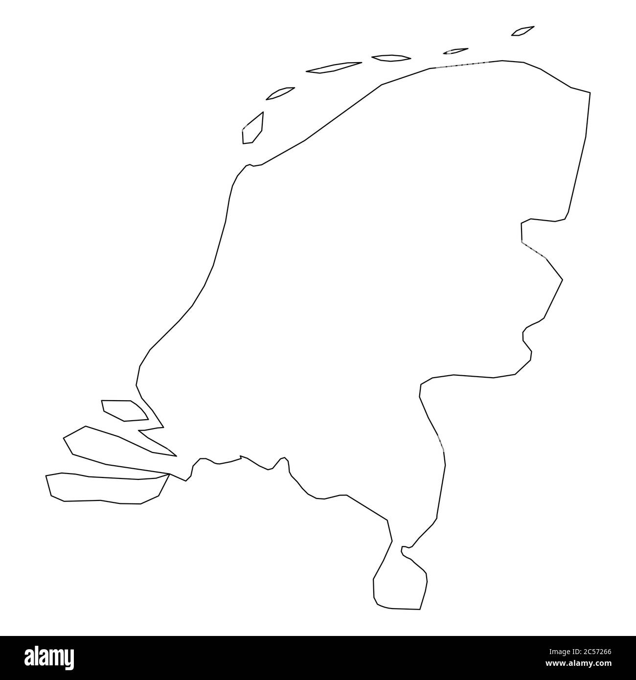 Netherlands, Holland - solid black outline border map of country area ...
