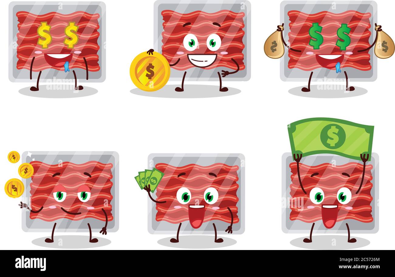 Ground meat cartoon character with cute emoticon bring money Stock ...