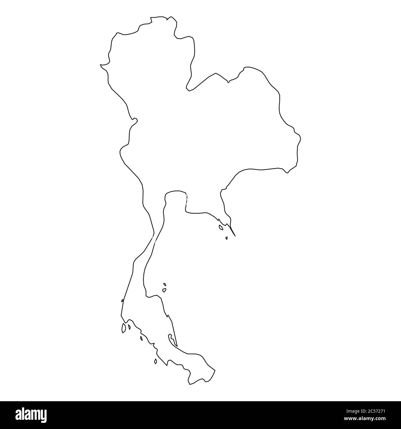 Thailand - solid black outline border map of country area. Simple flat ...
