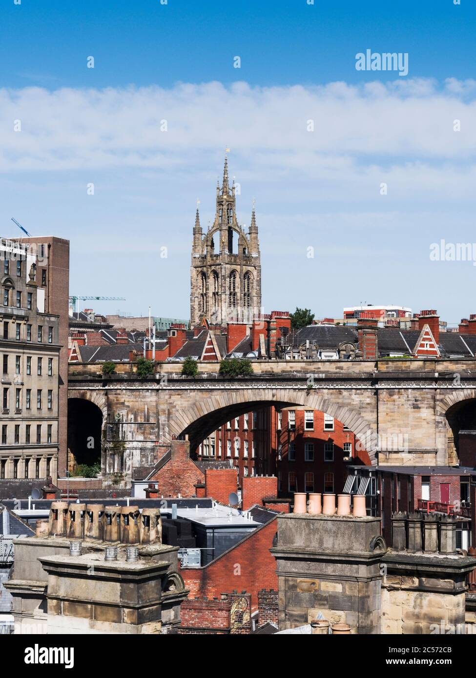 View over Newcastle upon Tyne, UK from the iconic Tyne Bridge to Saint ...