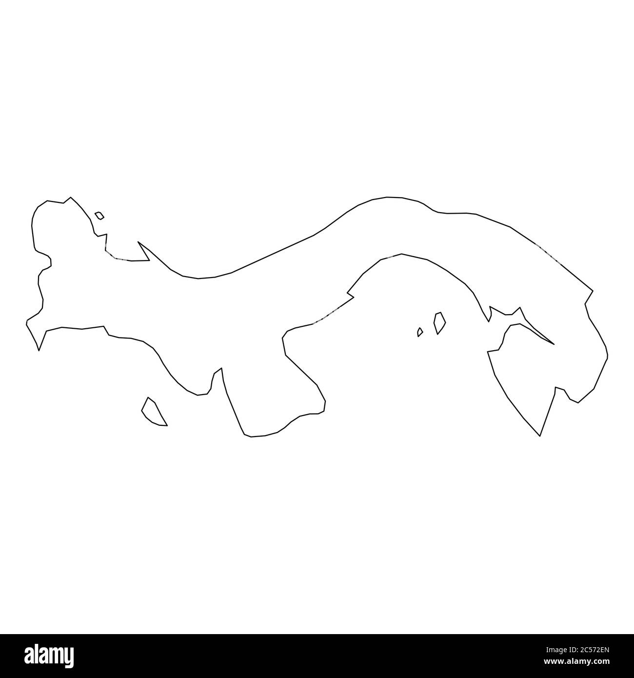 Panama - solid black outline border map of country area. Simple flat ...