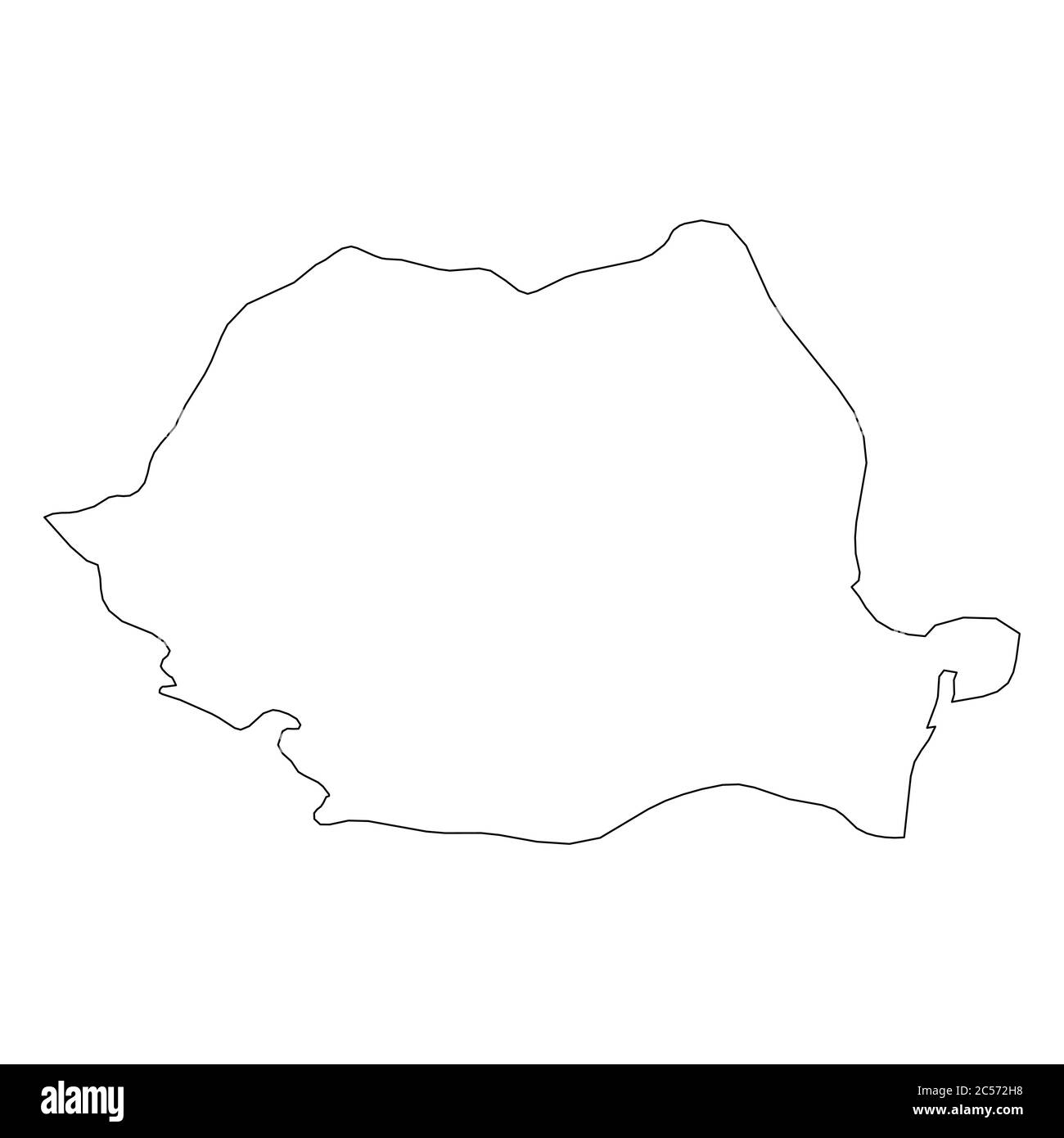 Romania - solid black outline border map of country area. Simple flat vector illustration Stock ...