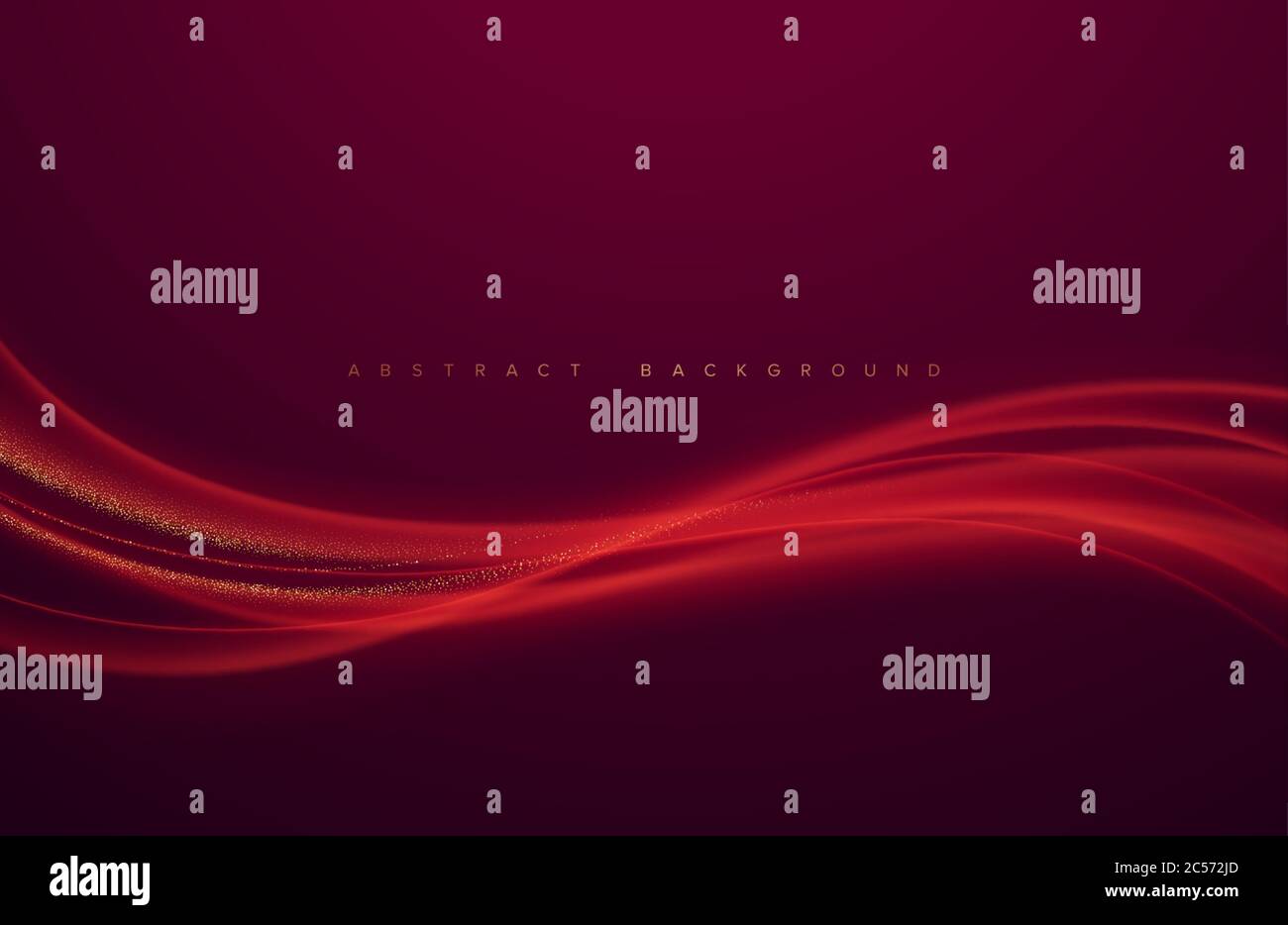 Abstract shiny color red wave design element with on dark background ...