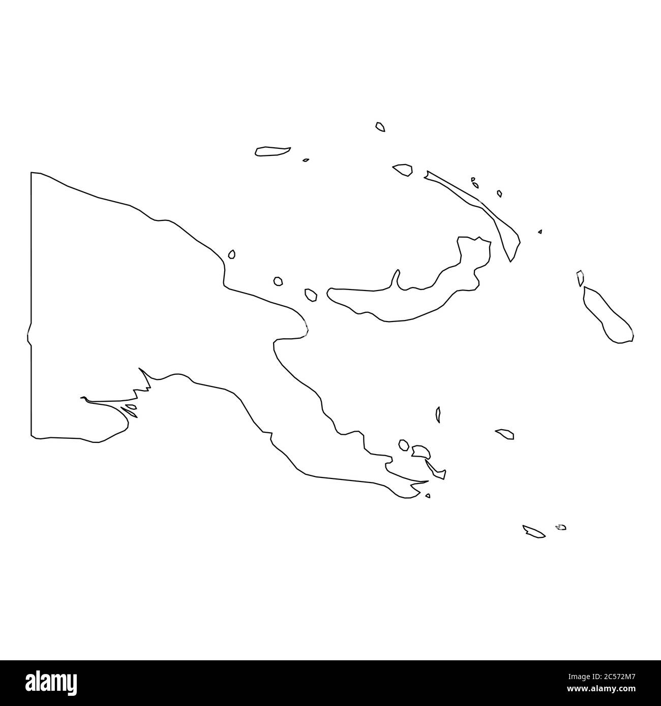 Papua New Guinea Solid Black Outline Border Map Of Country Area