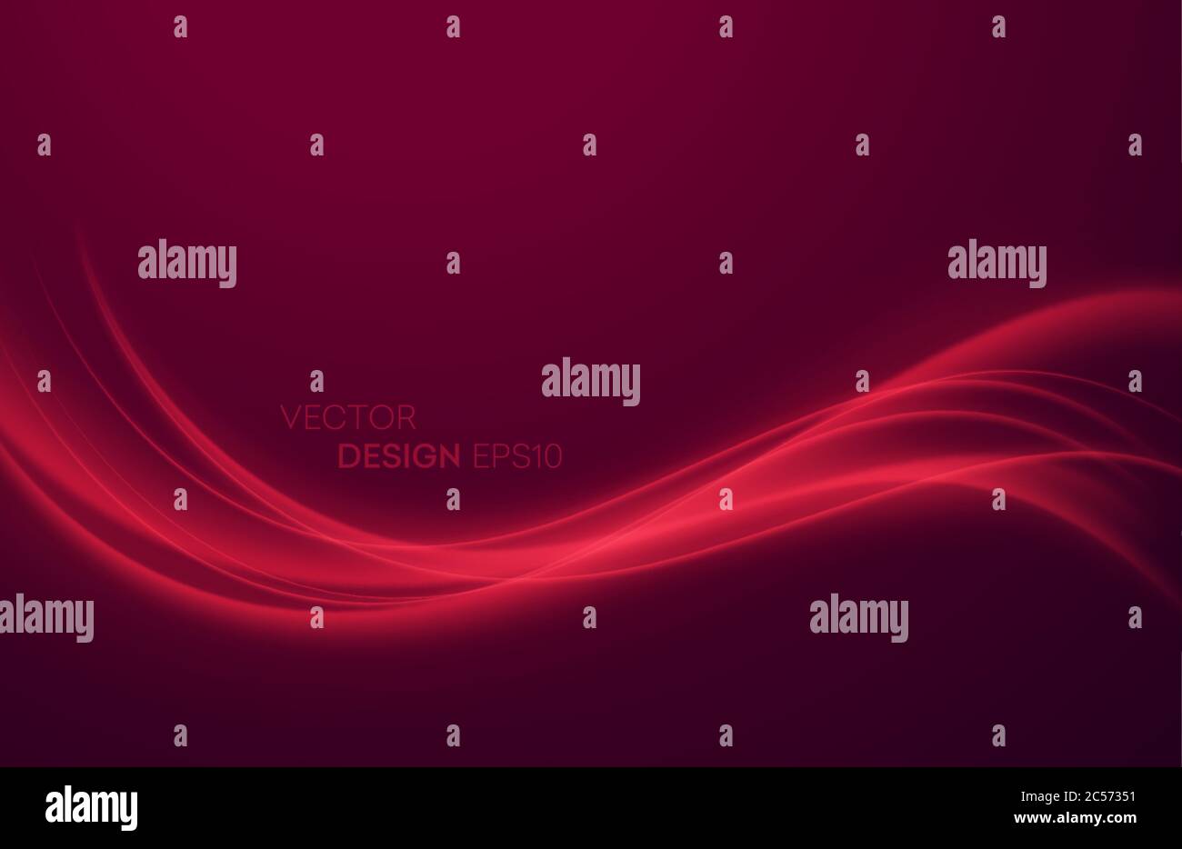 Abstract shiny color red wave design element with on dark background ...