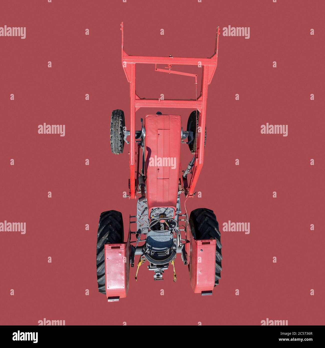 View from above red tractor Stock Photo - Alamy