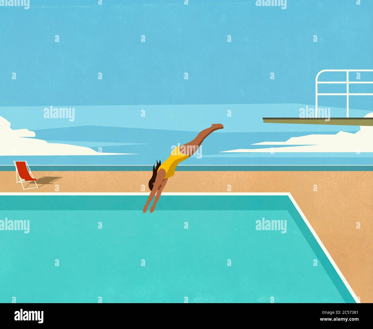 Woman diving board illustration hi-res stock photography and images - Alamy